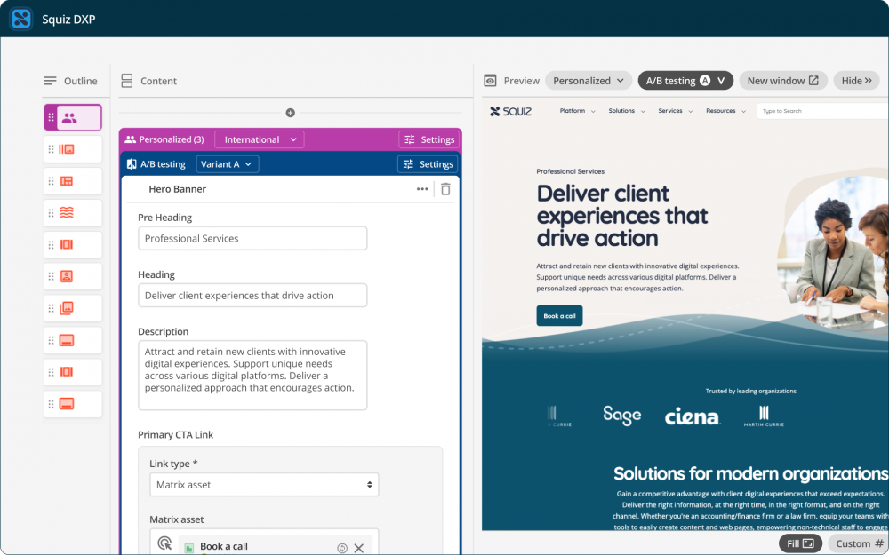 Visual page builder | Squiz