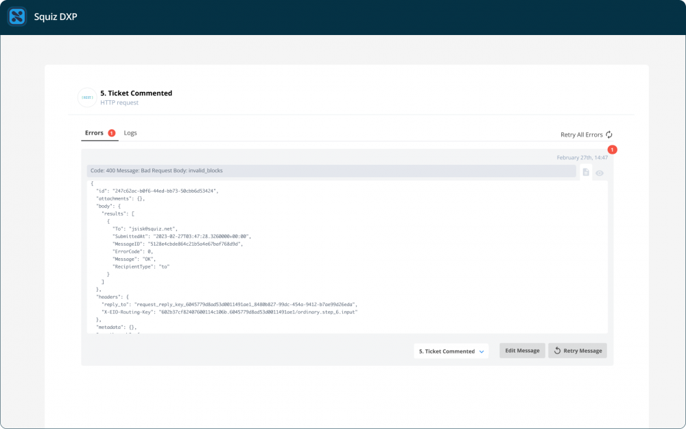 Error Handling Squiz